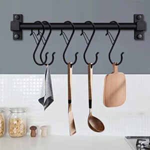 Aienxn 18PCS S Hooks for Hanging, 3.5inch Black Heavy Duty S Shaped Hooks with Safety Buckle, Closet Hooks Pot Rack Hooks for Hanging Plants, Clothes, Kitchen Utensil, Pans, Pots and Bags Q-O-021-18