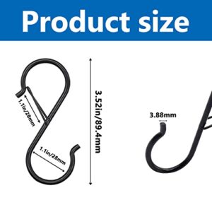 Aienxn 18PCS S Hooks for Hanging, 3.5inch Black Heavy Duty S Shaped Hooks with Safety Buckle, Closet Hooks Pot Rack Hooks for Hanging Plants, Clothes, Kitchen Utensil, Pans, Pots and Bags Q-O-021-18