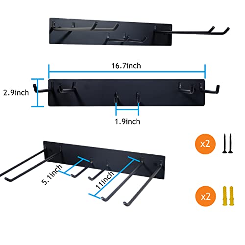 Tool Storage Rack Wall Mount , Garage Wall Mount, Heavy Duty Steel Hooks, Holds Garden Tools Rack ,Heavy Duty Storage Hooks (16.7")