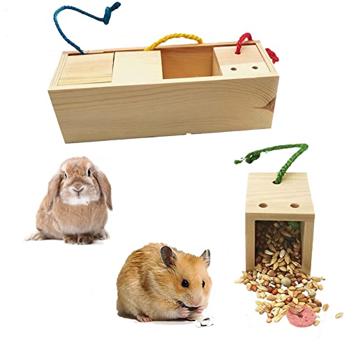 PINVNBY Wooden Enrichment Foraging Toys, Rabbit Puzzle Enrichment Toys Small Animals Interactive Hide Puzzle Snuffle Game for Rats,Guinea Pigs,Rabbits,Parrot