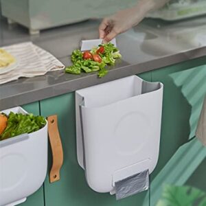 Hanging Kitchen Trash Can,6L Folding Small Waste Bins,White Hang Garbage Can,Mountable Indoor Compost Bin,Collapsible Mini Garbage Bin for Cabinet,Car,Bathroom,Office