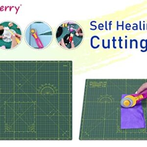 Self Healing Cutting Mat 24" x 36" fabric cutting mat Double Sided 5-Ply Craft Cutting Board for sewing,Crafts,Fabric, Quilting, Scrapbooking Projects, Pink/Purple-Shiny Merry