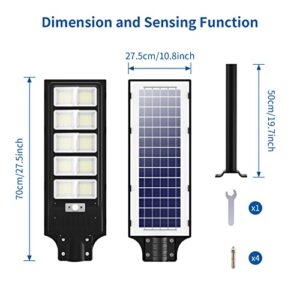 Ankishi 500W Solar Street Lights Outdoor Waterproof,6500K 50000LM Street Lights Solar Powered with Motion Sensor and Remote Control,Dusk to Dawn Solar Outdoor Light,for Parking Lot, Yard, etc.