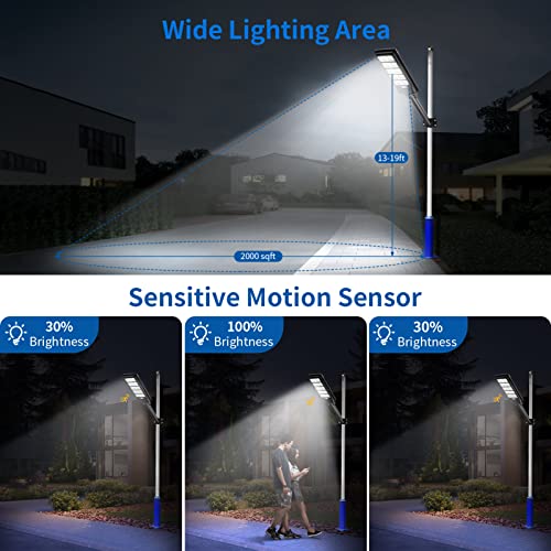 Ankishi 500W Solar Street Lights Outdoor Waterproof,6500K 50000LM Street Lights Solar Powered with Motion Sensor and Remote Control,Dusk to Dawn Solar Outdoor Light,for Parking Lot, Yard, etc.