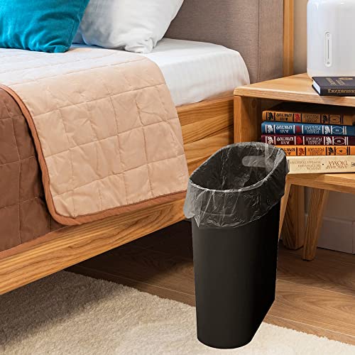 ROYFACC Small Trash Can Plastic Bathroom Wastebasket 3.2 Gallon Slim Garbage Container Bin with Handle for Home Kitchen Bathroom Bedroom Office, 2 Pack (Brown)