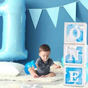 RUBFAC One Boxes for 1st Birthday, 3pcs First Birthday Balloon Decoration for Boy or Girl Baby Shower Boxes with ONE and TWO Letters for Birthday Party Backdrop Photoshoot Props Anniversary