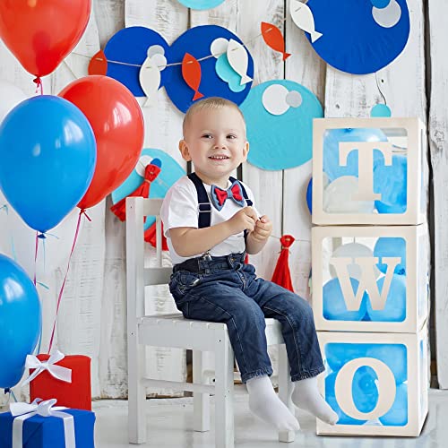 RUBFAC One Boxes for 1st Birthday, 3pcs First Birthday Balloon Decoration for Boy or Girl Baby Shower Boxes with ONE and TWO Letters for Birthday Party Backdrop Photoshoot Props Anniversary