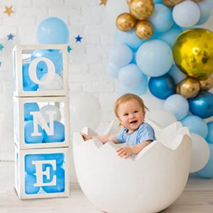 RUBFAC One Boxes for 1st Birthday, 3pcs First Birthday Balloon Decoration for Boy or Girl Baby Shower Boxes with ONE and TWO Letters for Birthday Party Backdrop Photoshoot Props Anniversary