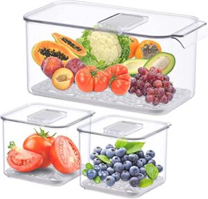 mdhand fridge organizer bins refrigerator organizer bins for produce, fruit storage containers for fridge, produce saver containers refrigerator organizer bins with lid, food storage containers set