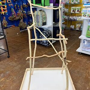 ExoticDad XS Parrot Stand - Customize Your Perch Designed Natural Dragonwood Bird Perch on Wheels Stand for Parrot, Cockatoo, Macaw, Conure, Birds, Cockatiel, African Grey - (24×36 Ft - B - 4 Ft H)