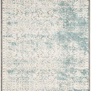 SAFAVIEH Passion Collection Accent Rug - 2'2" x 4', Turquoise & Ivory, Vintage Distressed Design, Non-Shedding & Easy Care, Ideal for High Traffic Areas in Entryway, Living Room, Bedroom (PAS401B)