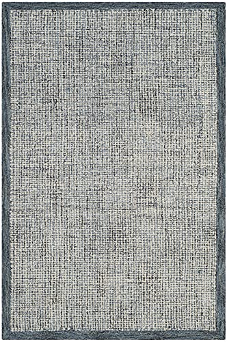 SAFAVIEH Abstract Collection Accent Rug - 2'3" x 4', Navy & Ivory, Handmade Wool, Ideal for High Traffic Areas in Entryway, Living Room, Bedroom (ABT220C)