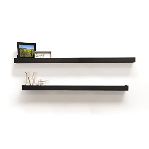 InPlace 72 in W x 8.50 in D x 2.75 in H Black Floating Bracket Shelf with Edge (9603018E)