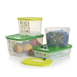 tupperware brand fridgesmart starter set - 4 containers to store & extend shelf life of produce + lids - dishwasher safe & bpa free