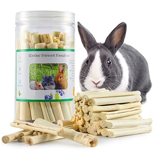 Small Pet 0.66lb Bunny Molar Toys, Sweet Bamboo Sticks Chew Snacks, Natural Snacks Teeth Grinding for Bunnies Chinchillas Hamsters Guinea Pigs and Other Small Pets 300g