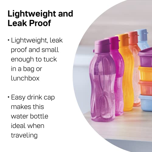 Tupperware Brand Eco+ Small Reusable Water Bottle - 500mL, Pack of 5 - Dishwasher Safe & BPA Free - Lightweight & Leak Proof - Great for Travel, Gym & Outdoor Activities