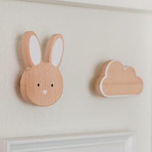 WONDERBEE Decorative Wall Hook | Ideal Decor for Child's Bedroom, Nursery or Bathroom | Girls & Boys | Genuine Wood | Easy to Install Sturdy Metal Screw | Hanging Coats,Backpacks,Towels (Rabbit)