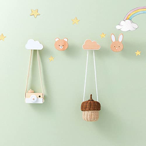 WONDERBEE Decorative Wall Hook | Ideal Decor for Child's Bedroom, Nursery or Bathroom | Girls & Boys | Genuine Wood | Easy to Install Sturdy Metal Screw | Hanging Coats,Backpacks,Towels (Rabbit)