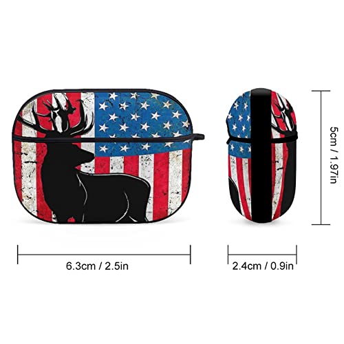 Deer Hunting Animal America Flag Airpods Pro Case Bluetooth Fashion Portable Shockproof and Anti-Scratch Headphone Charging Case Protective Case for Airpods Pro with Keychain Chain Gift Unisex