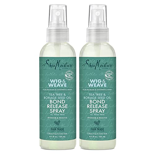 SheaMoisture Bond Release Hair Spray for Wig and Weave, Tea Tree Oil, Borage Seed Oil & Aloe Vera, Alcohol Free Hairspray to Soften and Remove Wig Glue & Weave Adhesive, 2 Pack - 4.1 Fl Oz Ea