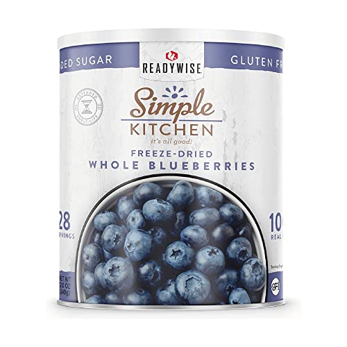 Simple Kitchen Freeze Dried Whole Blueberries - 28 Servings, 10 Can, Emergency Food and Every Day Ingredient