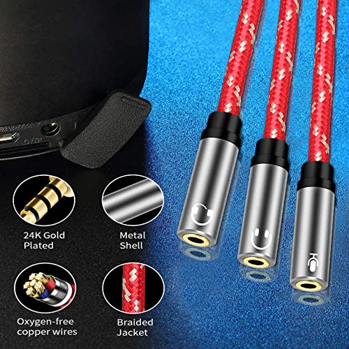 3.5mm Splitter Microphone and Audio Cable 1FT, sikaite 3.5mm Headphone Splitter 1 to 3-Way 3.5mm (1 / 8 inch) trrs Male to 3-Hole Female Cable, 3.5mm trrs 1 to 3-Way Splitter Cable