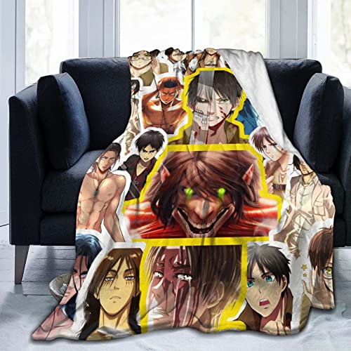 Blanket Eren Yeager Soft and Comfortable Warm Fleece Blanket for Sofa,Office Bed car Camp Couch Cozy Plush Throw Blankets Beach Blankets