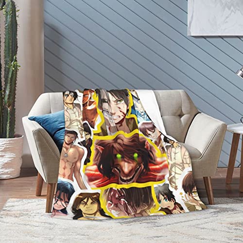 Blanket Eren Yeager Soft and Comfortable Warm Fleece Blanket for Sofa,Office Bed car Camp Couch Cozy Plush Throw Blankets Beach Blankets