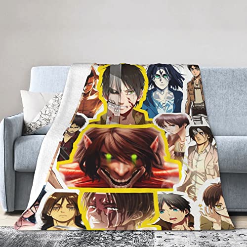 Blanket Eren Yeager Soft and Comfortable Warm Fleece Blanket for Sofa,Office Bed car Camp Couch Cozy Plush Throw Blankets Beach Blankets