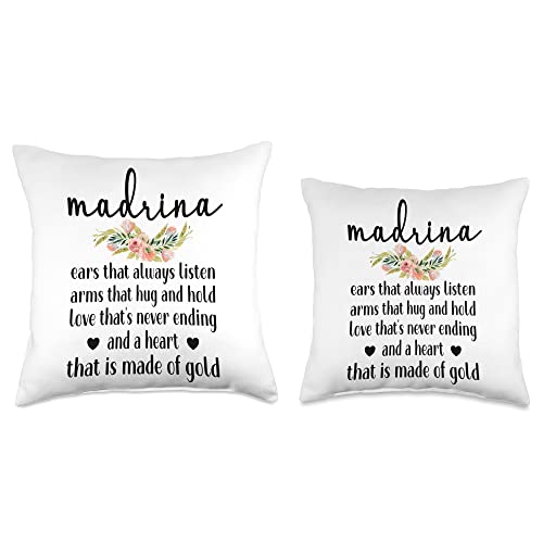 Madrina Appreciation Mother's Day La Madrina Spanish Latin Godmother Proposal Throw Pillow, 18x18, Multicolor