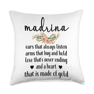 madrina appreciation mother's day la madrina spanish latin godmother proposal throw pillow, 18x18, multicolor