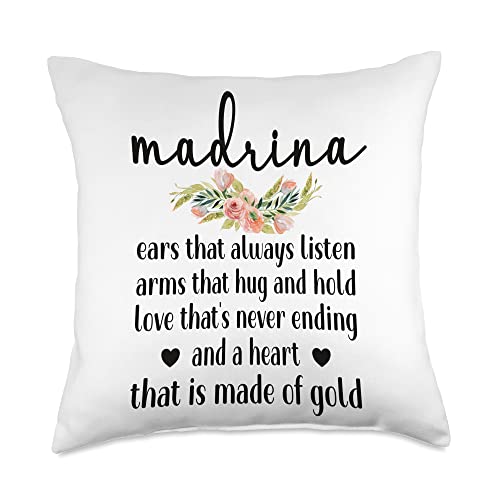 Madrina Appreciation Mother's Day La Madrina Spanish Latin Godmother Proposal Throw Pillow, 18x18, Multicolor