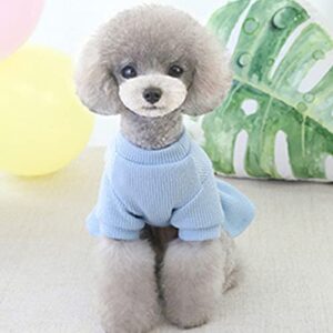 Jecikelon Cute Dog Sweater Dresses Warm Puppy Winter Skirt Doggie Knitted Clothes Pet Dress for Small Medium Dogs (Blue1, Medium)