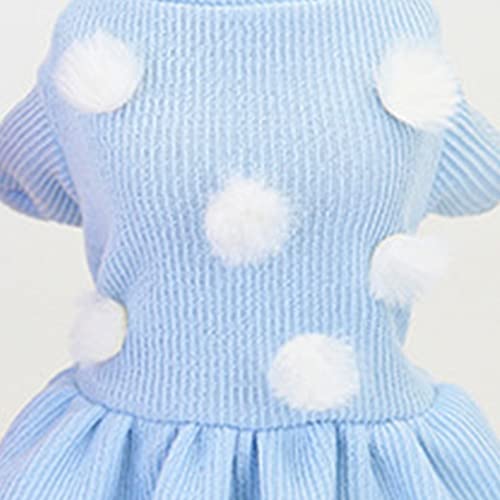 Jecikelon Cute Dog Sweater Dresses Warm Puppy Winter Skirt Doggie Knitted Clothes Pet Dress for Small Medium Dogs (Blue1, Medium)