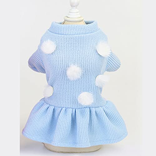 Jecikelon Cute Dog Sweater Dresses Warm Puppy Winter Skirt Doggie Knitted Clothes Pet Dress for Small Medium Dogs (Blue1, Medium)