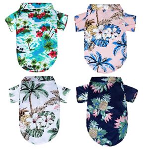 topbuti 4 pieces hawaiian dog shirts pet summer t shirts hawaii style cat breathable beach sweatshirts floral pineapple coconut tree hawaiian printed cool clothes puppy apparel suit (x-large)