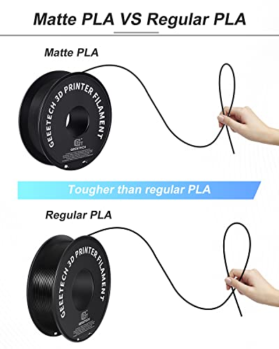 Geeetech Matte PLA Filament 1.75mm,3D Printer Consumables,Printing Materials Dimensional Accuracy +/- 0.03 mm,1kg Spool (2.2lbs),Fit Most FDM Printer,Matte Black