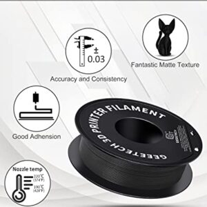 Geeetech Matte PLA Filament 1.75mm,3D Printer Consumables,Printing Materials Dimensional Accuracy +/- 0.03 mm,1kg Spool (2.2lbs),Fit Most FDM Printer,Matte Black