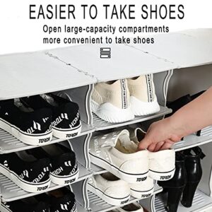 LGAQCOX 2 Pcs of 4 Tier Shoe Rack, Free Standing Shoe Racks for Closet, Free-Combination Narrow Shoe Storage Organizer for Bedroom & Entryway, Space Saver Stackable Shoe Shelf,Easy Assembly Clean,Grey