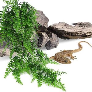 HOVOL Reptile Plants, Flexible Jungle Climbing Vine Terrarium Plants UV Resistant Plastic Artificial Plants and Leaves Hanging Tank Decoration for Bearded Dragons, Lizards, Geckos, Snake, Chameleon