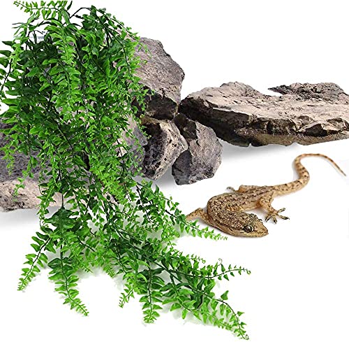 HOVOL Reptile Plants, Flexible Jungle Climbing Vine Terrarium Plants UV Resistant Plastic Artificial Plants and Leaves Hanging Tank Decoration for Bearded Dragons, Lizards, Geckos, Snake, Chameleon