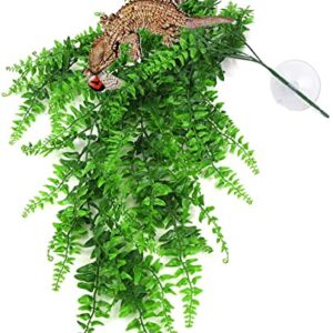 HOVOL Reptile Plants, Flexible Jungle Climbing Vine Terrarium Plants UV Resistant Plastic Artificial Plants and Leaves Hanging Tank Decoration for Bearded Dragons, Lizards, Geckos, Snake, Chameleon