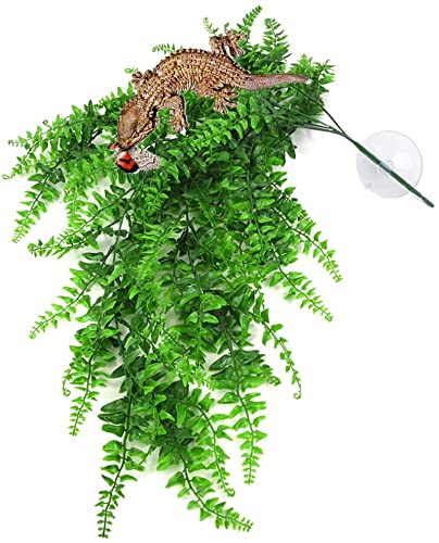 HOVOL Reptile Plants, Flexible Jungle Climbing Vine Terrarium Plants UV Resistant Plastic Artificial Plants and Leaves Hanging Tank Decoration for Bearded Dragons, Lizards, Geckos, Snake, Chameleon