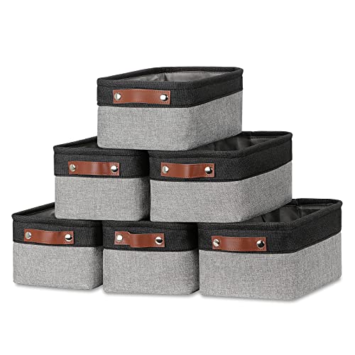 DULLEMELO Collapsible Bundle Baskets 6 Small Baskets 11.8"x7.9"x5.1" + 2 Narrow Baskets 15"x6"x5.5"（Black&Grey)