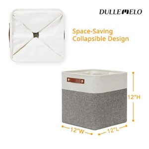 DULLEMELO Collapsible Bundle Baskets 4 Cube Baskets 12"x12"x12" + 2 Large Baskets 16"x12"x12"（White&Grey)