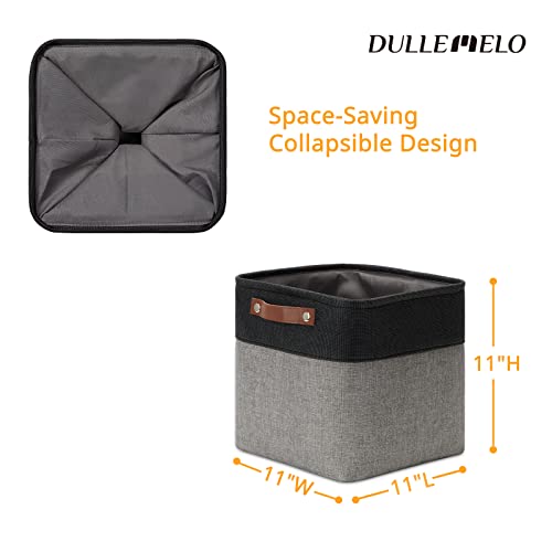 DULLEMELO Collapsible Bundle Baskets 2 Large Baskets 17"x12"x15" + 4 Cube Baskets 11"x11"x11"（Black&Grey)