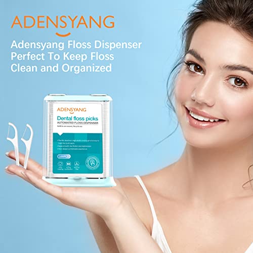 ADENSYANG Dental Floss Picks - Floss Dispenser - Portable Storage Box Flossers for Adults - More Hygienic Total 330 Count(White), Floss Pick Holder, with Refill 2 Bags and Travel Case 3 Boxes