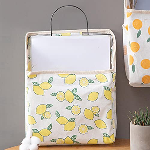 B Baosity Wall Hanging Storage Bag, Over The Door Closet Organizer Hanging Bags, Thick Durable Canvas Organizer Box Containers for Bedroom, Bathroom, Kitchen, Lemon