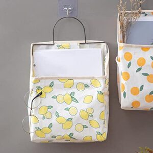 B Baosity Wall Hanging Storage Bag, Over The Door Closet Organizer Hanging Bags, Thick Durable Canvas Organizer Box Containers for Bedroom, Bathroom, Kitchen, Lemon