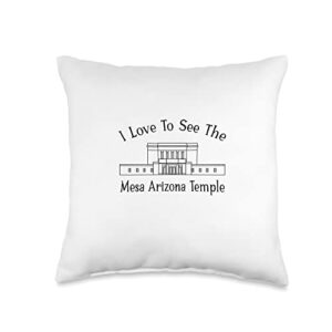 temples of the church of jesus christ, lds temples mesa az, love to see my temple, happy throw pillow, 16x16, multicolor